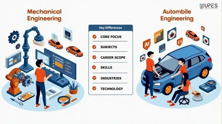 Mechanical vs Automobile Engineering: Key Differences, Skills, Career Scope & Salary